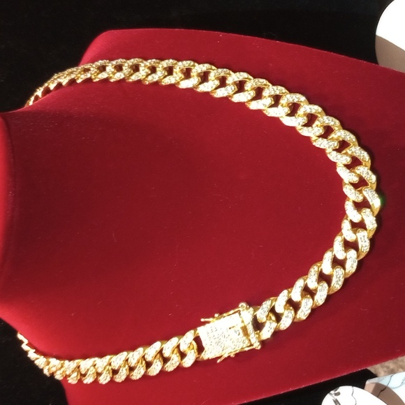 Accessories | One 18 Lab Diamond Chain Stainless Steel Gold Plated Lab ...